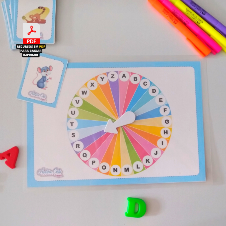 Roleta alfabética + Baralho de figuras – Recursos Pedagogicos- Andréia Costa